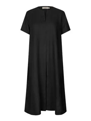 MASAI COPENHAGEN Linen Tunic Dress With Slash Neckline - Black