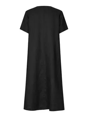 MASAI COPENHAGEN Linen Tunic Dress With Slash Neckline - Black