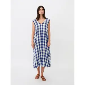 MASAI COPENHAGEN V-neck Checked Midi Dress