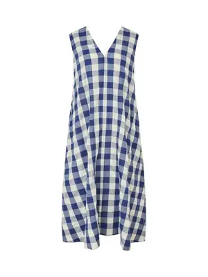 MASAI COPENHAGEN V-neck Checked Midi Dress