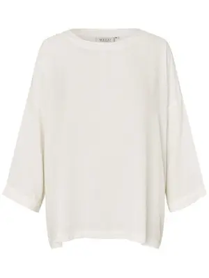 MASAI COPENHAGEN Mabecca Round Neck Draped Blouse - Cream