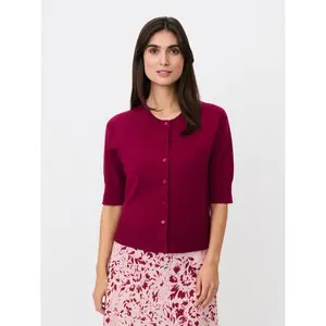 MASAI COPENHAGEN Half-sleeve Knitted Cardigan - Beet Red