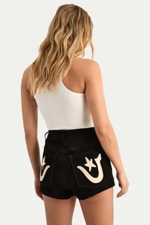 Nasty Gal Real Suede Western Embroidered Shorts