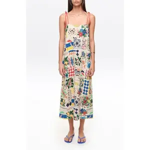 Bimba Y Lola Patchwork Ruched Strappy Midi Dress - Patchwork Summer