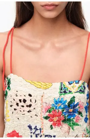 Bimba Y Lola Patchwork Ruched Strappy Midi Dress