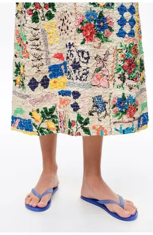 Bimba Y Lola Patchwork Ruched Strappy Midi Dress
