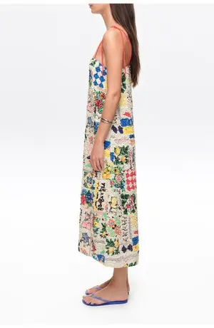 Bimba Y Lola Patchwork Ruched Strappy Midi Dress