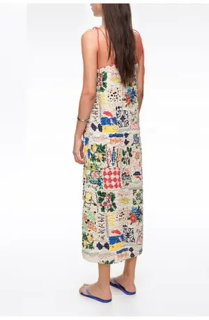 Bimba Y Lola Patchwork Ruched Strappy Midi Dress