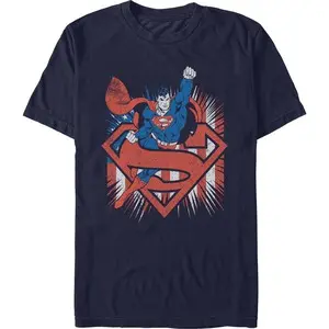 SUPERMAN Festive Pose Short Sleeve Graphic T-shirt - Navy Blue