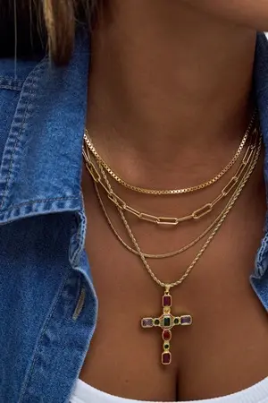 BEADS BY TARA Dallas Statement Cross Necklace