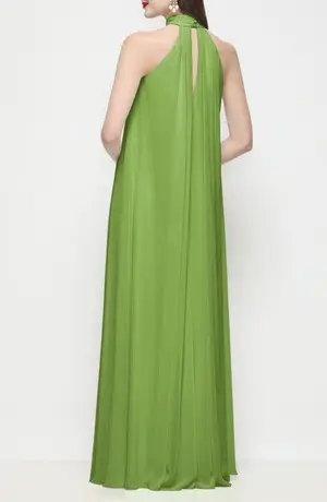 Dessy Collection Lina Halter Neck Maxi Gown - Peridot