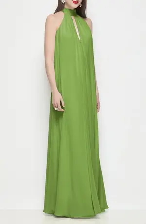 Dessy Collection Lina Halter Neck Maxi Gown - Peridot