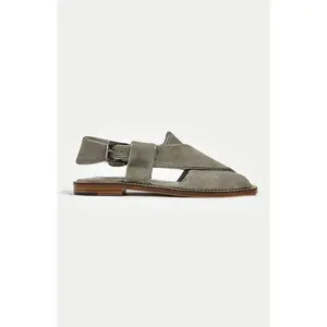 ÇAPLAIT Hara Handcrafted Suede Peshawari Sandals - Grey