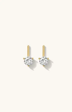BEADS BY TARA Round Diamond Bar Earrings