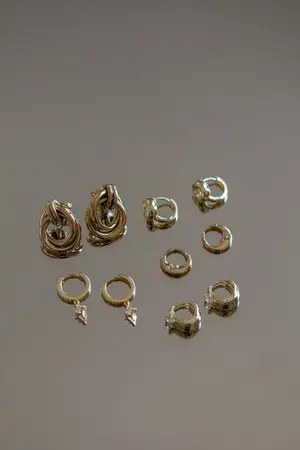 BEADS BY TARA 14k Vermeil Oval Stone Hoop Earrings With White Topaz