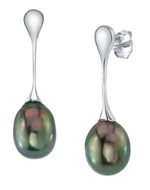 The Pearl Source Tahitian South Sea Pearl Teardrop Earrings - Sterling Silver