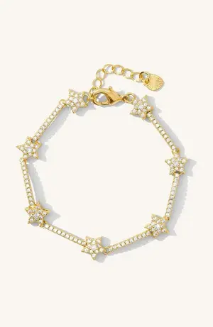 BEADS BY TARA Nova Star Bracelet With Cubic Zirconia In 14k Plate - Gold