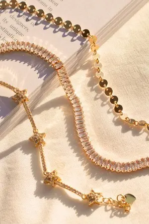 BEADS BY TARA Nova Star Bracelet With Cubic Zirconia In 14k Plate
