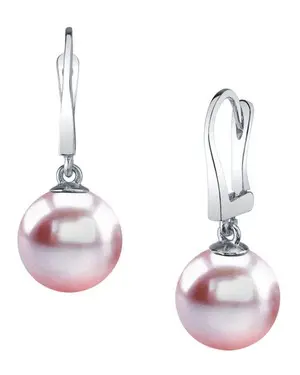 The Pearl Source Freshwater Pearl Dangle Earrings - White Gold