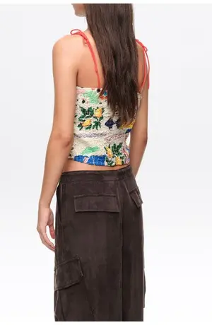 Bimba Y Lola Patchwork Ruched Strappy Top
