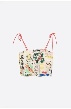Bimba Y Lola Patchwork Ruched Strappy Top