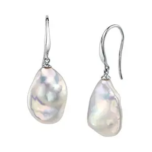 The Pearl Source Baroque Pearl Drop Earrings - Sterling Silver