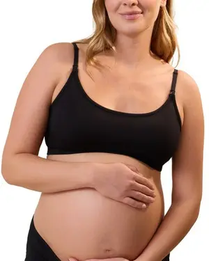 KINDRED BRAVELY Busty French Terry Maternity & Nursing Bralettefits Sizes 30e-44h - Black