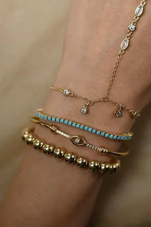 BEADS BY TARA Yaz Bangle Bracelet With White Topaz