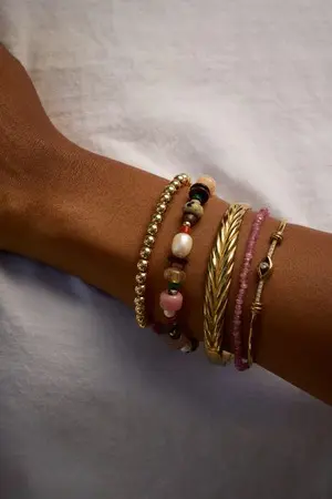 BEADS BY TARA Yaz Bangle Bracelet With White Topaz