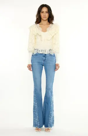KANCAN Swanie Mid Rise Wide Jeans - Medium Wash