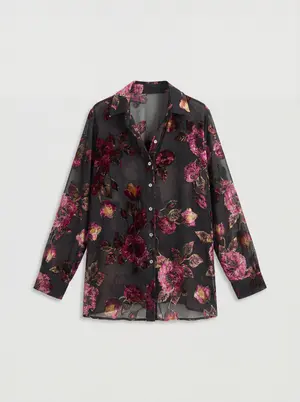 Nasty Gal Devore Oversized Sheer Floral Shirt