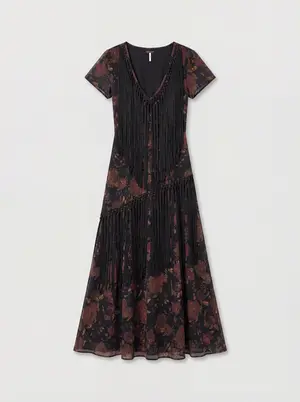 Nasty Gal Floral Chiffon Fringe Maxi Dress