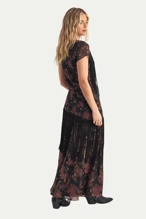 Nasty Gal Floral Chiffon Fringe Maxi Dress