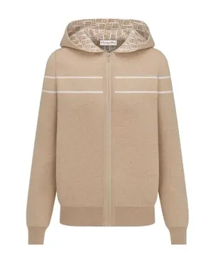 Dior Reversible Zipped Cardigan With Hood - Beige
