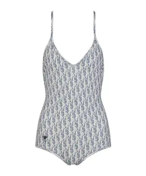 Dior Riviera One-piece Swimsuit With Embroidered Bee And Cd Signature - Gray