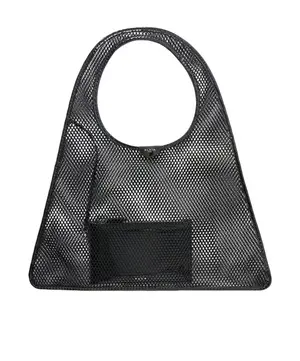 Alaïa Trimmed Crocheted Shoulder Bag - Black