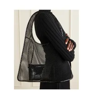 Alaïa Trimmed Crocheted Shoulder Bag