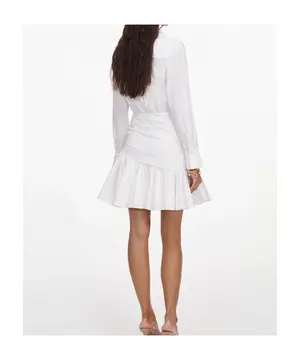 SELF-PORTRAIT Cotton Gathered Mini Dress