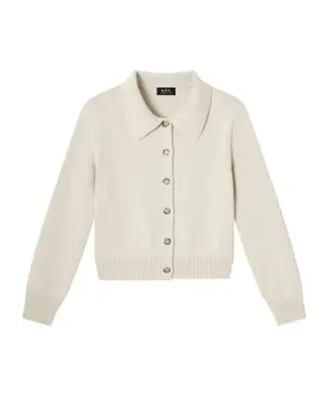 A.p.c. Wool Collared Cardigan - Putty Grey