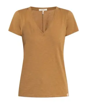 Rag & Bone V-neck Short-sleeve T-shirt With Logo Patch - Brown