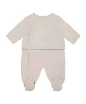 Fendi Embroidered-logo Babygrown Set - Beige