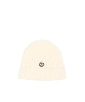 Moncler Ribbed-knit Wool Beanie - Ivory