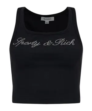 SPORTY  RICH Cropped Tank Top - Black