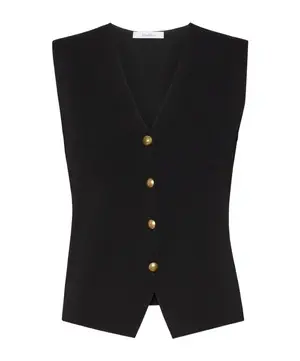 Max Mara Viscose Crepe Yarn Gilet - Black