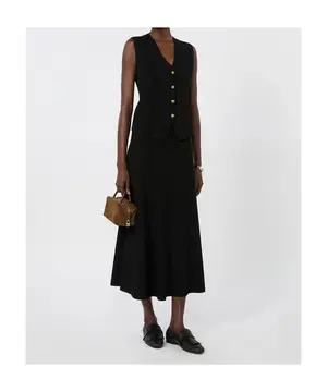 Max Mara Viscose Crepe Yarn Gilet - Black