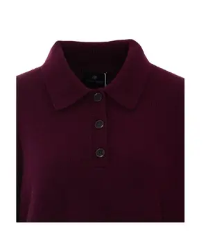 ANINE BING Long-sleeved Knitted Polo Jumper - Wine Red