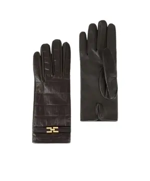 Elisabetta Franchi Logo-embellished Five-finger Gloves - Brown