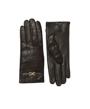 Elisabetta Franchi Logo Embellished Leather Gloves