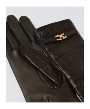 Elisabetta Franchi Logo Embellished Leather Gloves