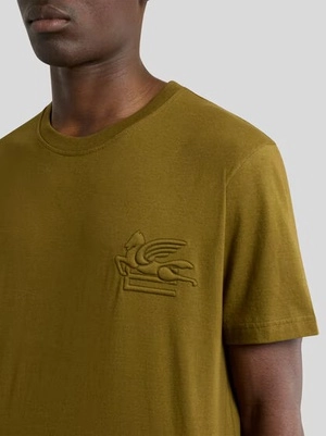Etro Cotton Jersey T-shirt With Raised Pegaso Logo